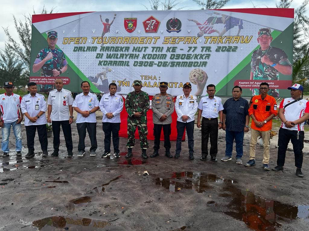 Meriahkan HUT TNI Ke-77, Danramil Samboja Open Tournament Sepak Takraw ...